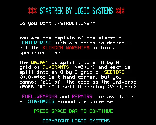 Startrek (1983) - MobyGames
