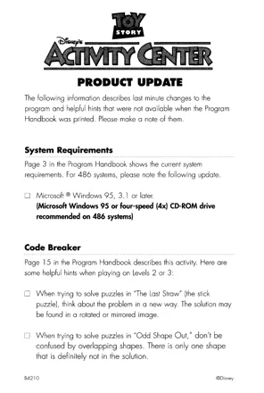 Disney's Toy Story Activity Center box covers - MobyGames