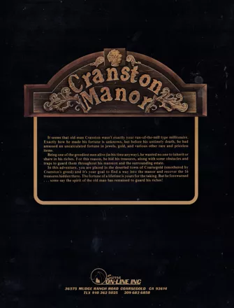 Hi-Res Adventure #3: Cranston Manor box covers - MobyGames