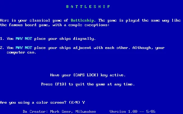 Battleship (1986) - MobyGames