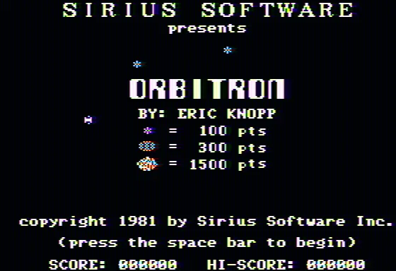 Orbitron (1981) - MobyGames