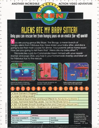 Commander Keen: Aliens Ate My Babysitter! box covers - MobyGames
