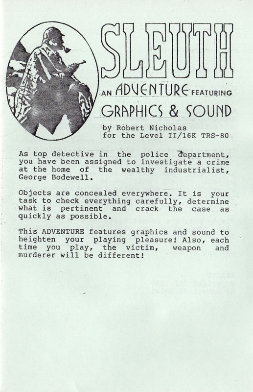Sleuth (1980) - MobyGames