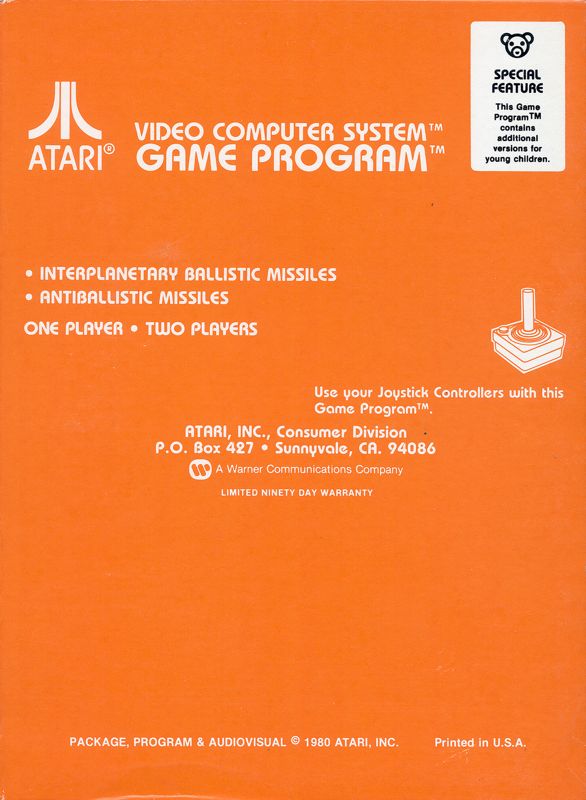 Missile Command cover or packaging material - MobyGames