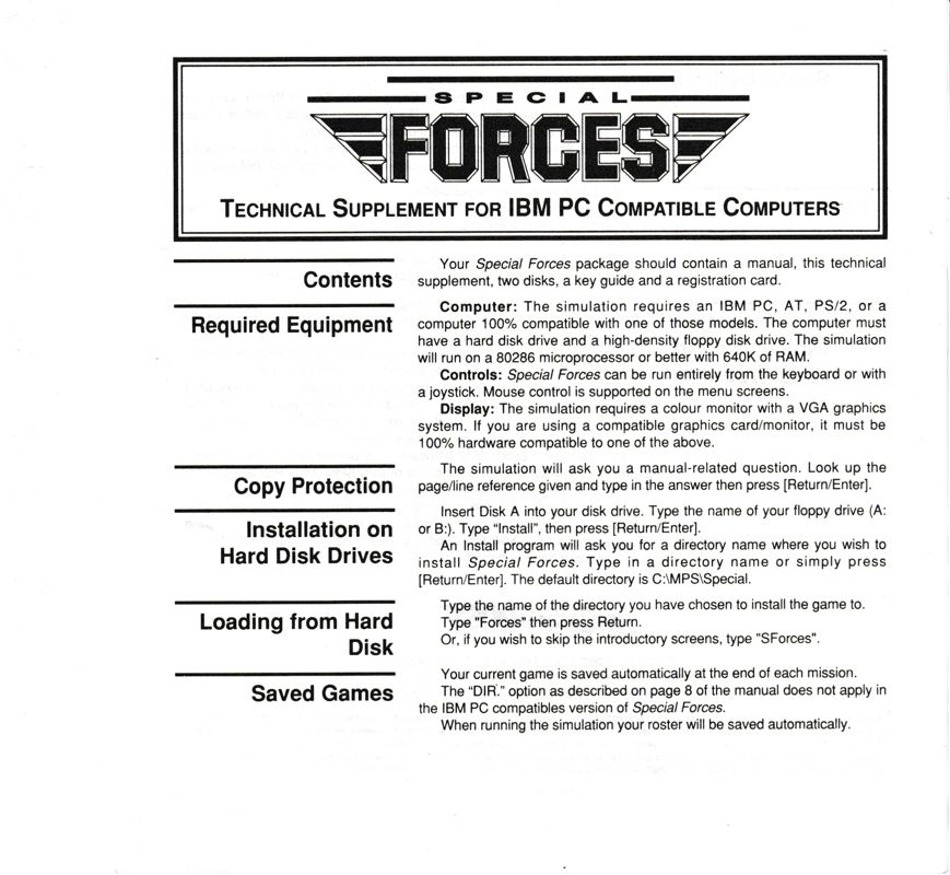 Special Forces cover or packaging material - MobyGames