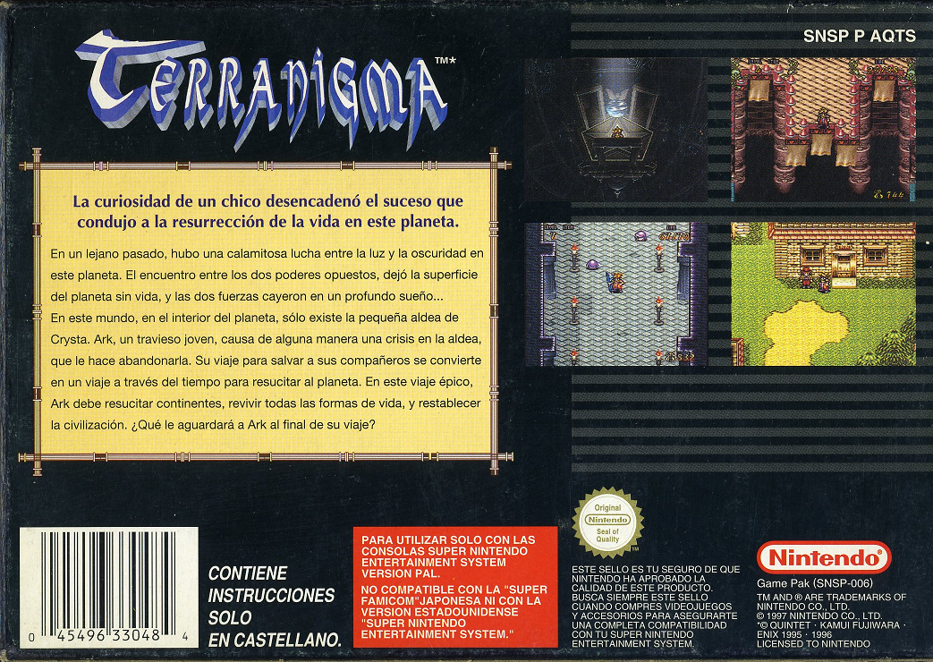 Terranigma cover or packaging material - MobyGames