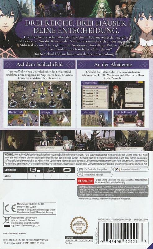 Fire Emblem: Three Houses cover or packaging material - MobyGames
