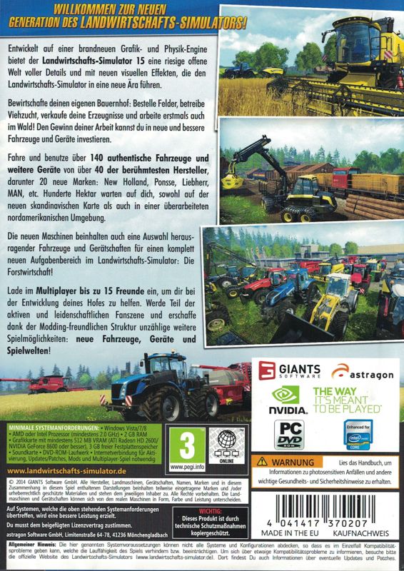 Farming Simulator 15 cover or packaging material - MobyGames
