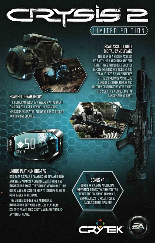 Crysis 2 (Limited Edition) cover or packaging material - MobyGames