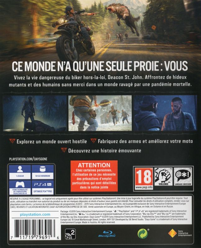 Days Gone cover or packaging material - MobyGames