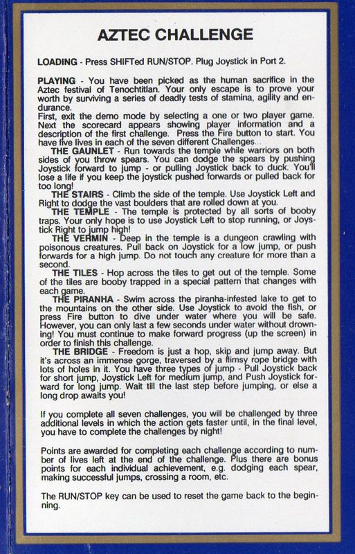 Aztec Challenge cover or packaging material - MobyGames