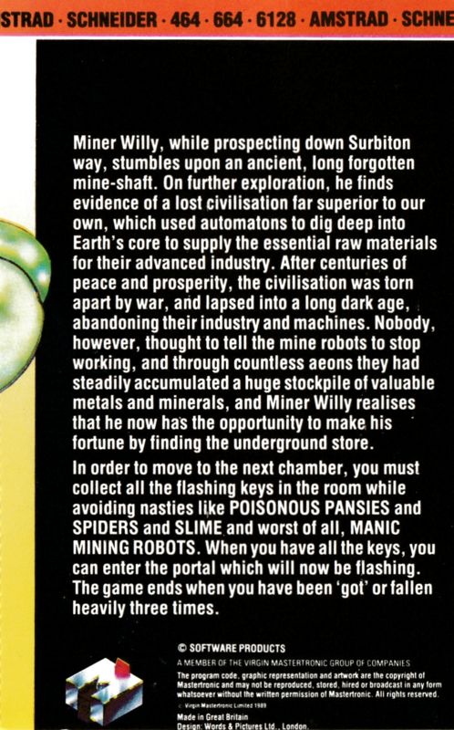 Manic Miner cover or packaging material - MobyGames