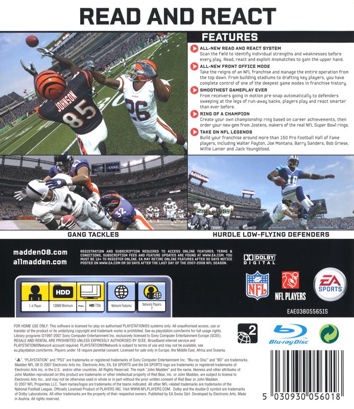 Madden NFL 08 cover or packaging material - MobyGames