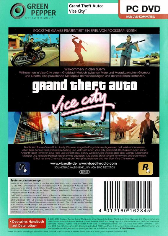 Grand Theft Auto: Vice City cover or packaging material - MobyGames