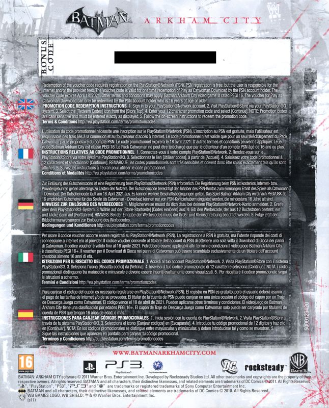 Batman: Arkham City cover or packaging material - MobyGames