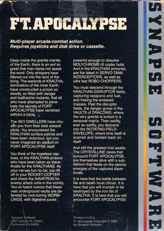 Fort Apocalypse cover or packaging material - MobyGames