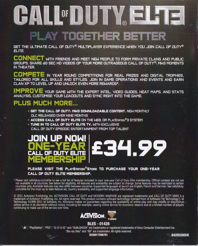 Call of Duty: MW3 cover or packaging material - MobyGames