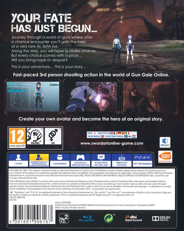 Sword Art Online: Fatal Bullet cover or packaging material - MobyGames