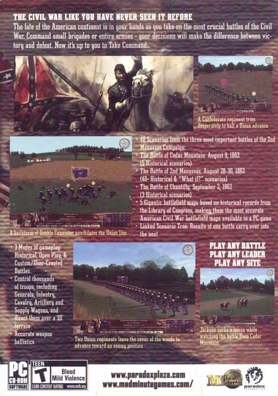 American Civil War: Take Command - Second Manassas cover or packaging ...