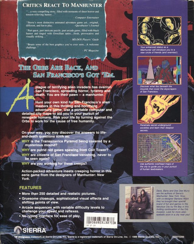 Manhunter 2: San Francisco cover or packaging material - MobyGames