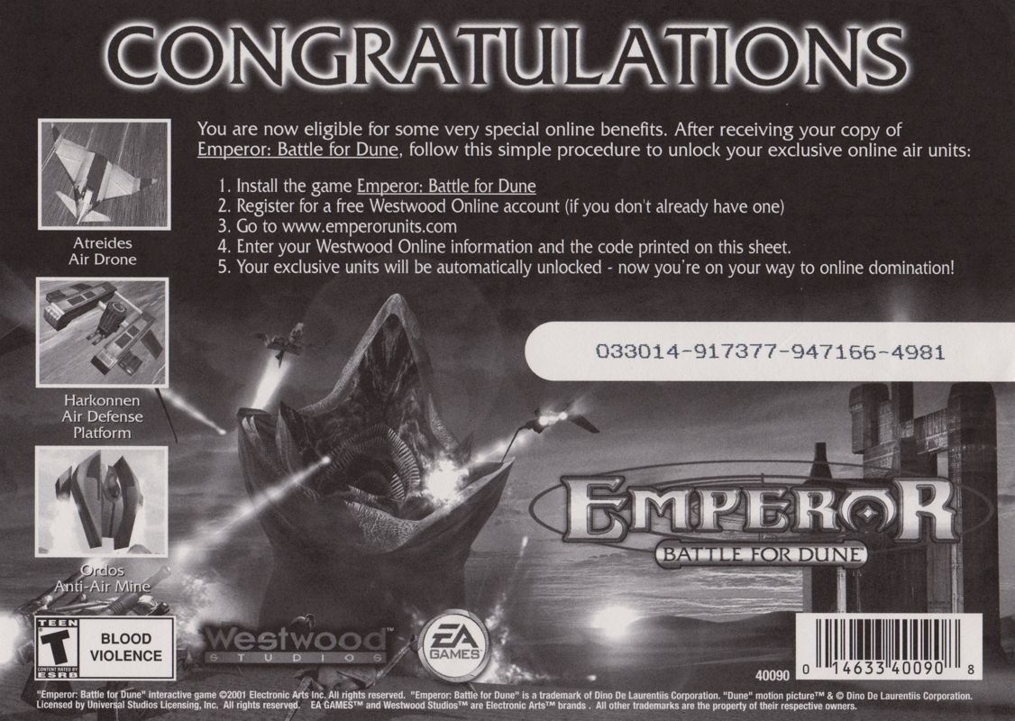 Emperor: Battle for Dune cover or packaging material - MobyGames