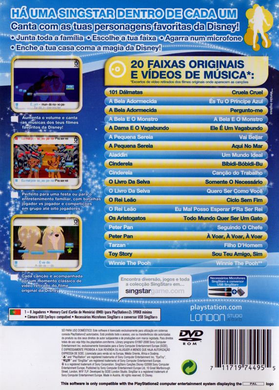SingStar: Singalong with Disney cover or packaging material - MobyGames