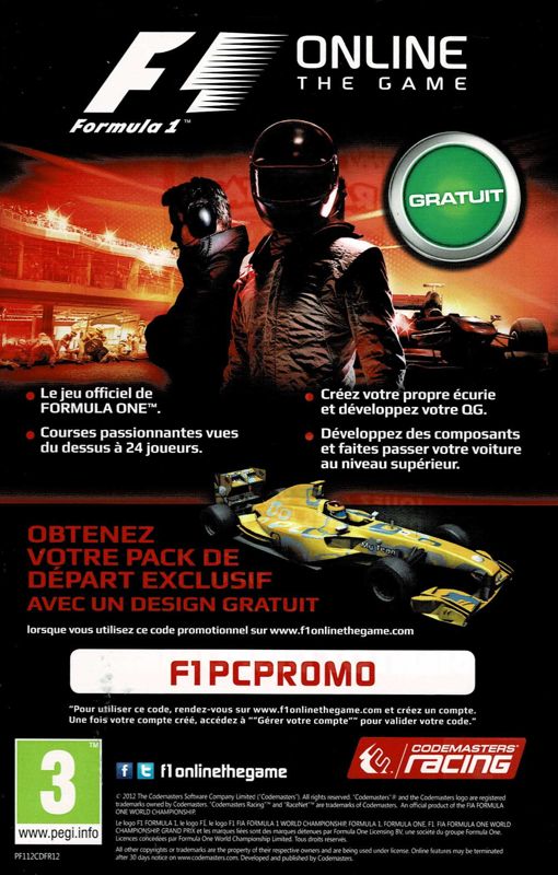 F1 2012 cover or packaging material - MobyGames