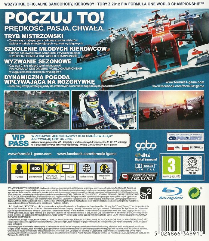F1 2012 cover or packaging material - MobyGames