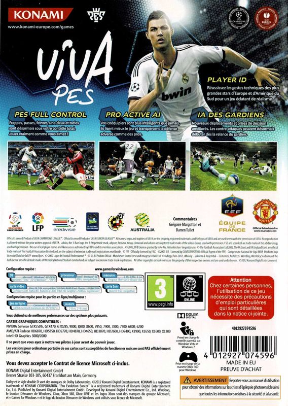 PES 2013: Pro Evolution Soccer cover or packaging material - MobyGames