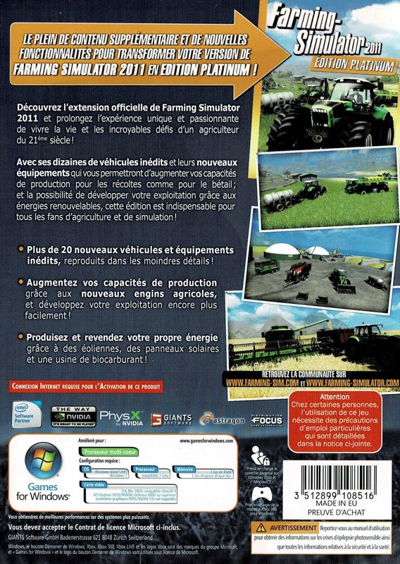 Farming-Simulator 2011: Platinum Edition cover or packaging material ...