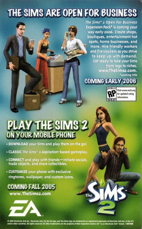 The Sims 2: Nightlife cover or packaging material - MobyGames