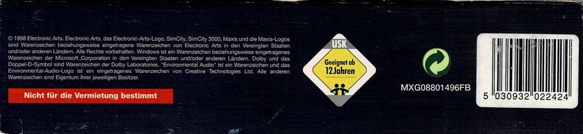 SimCity 3000: Holiday Edition cover or packaging material - MobyGames