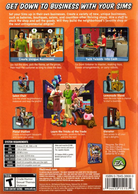 The Sims 2: Open for Business cover or packaging material - MobyGames