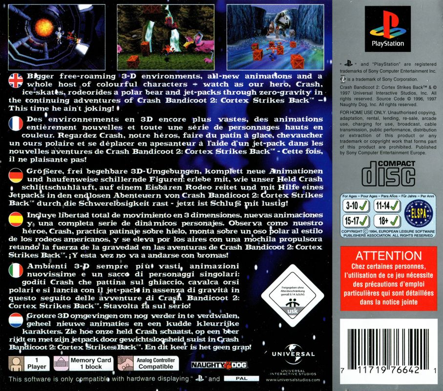 Crash Bandicoot 2: Cortex Strikes Back cover or packaging material ...