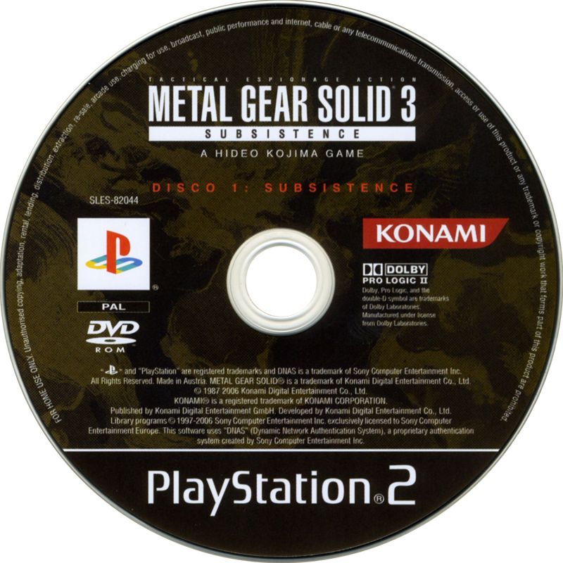 Metal Gear Solid 3: Subsistence cover or packaging material - MobyGames