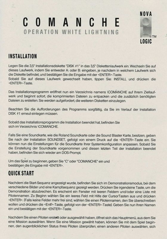 Comanche CD cover or packaging material - MobyGames