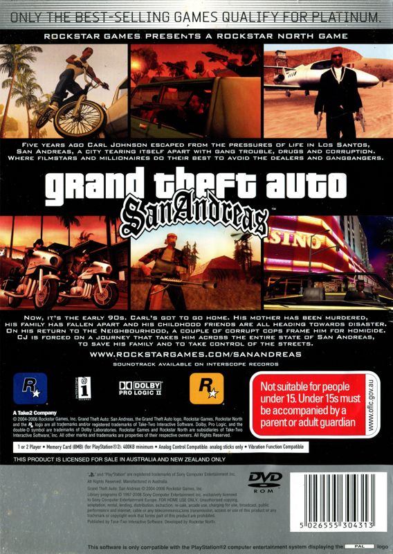 Grand Theft Auto: San Andreas cover or packaging material - MobyGames