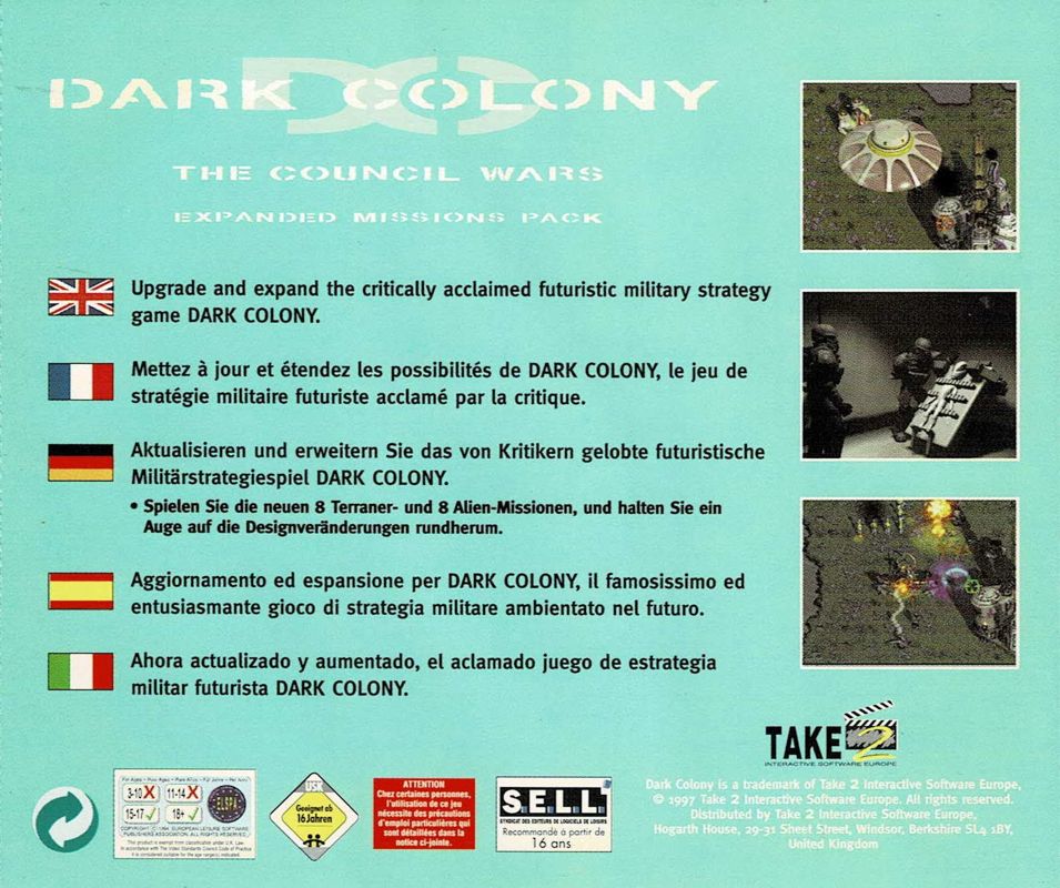 Dark Colony: The Council Wars cover or packaging material - MobyGames