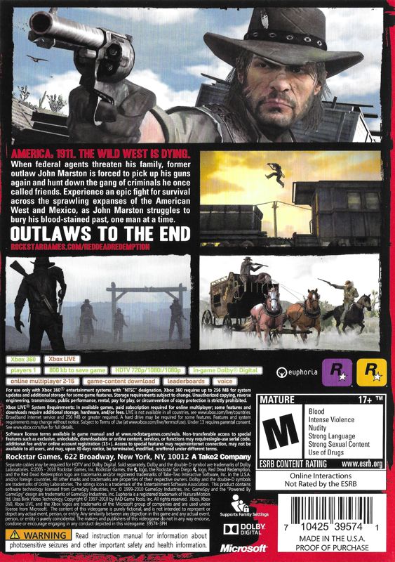 Red Dead Redemption cover or packaging material - MobyGames