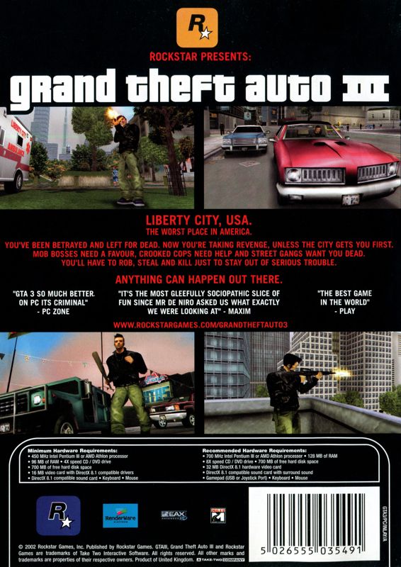 Grand Theft Auto III cover or packaging material - MobyGames