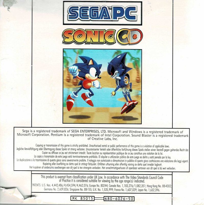 Sonic CD cover or packaging material - MobyGames