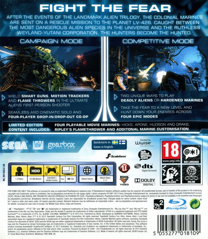Aliens: Colonial Marines (Limited Edition) cover or packaging material ...