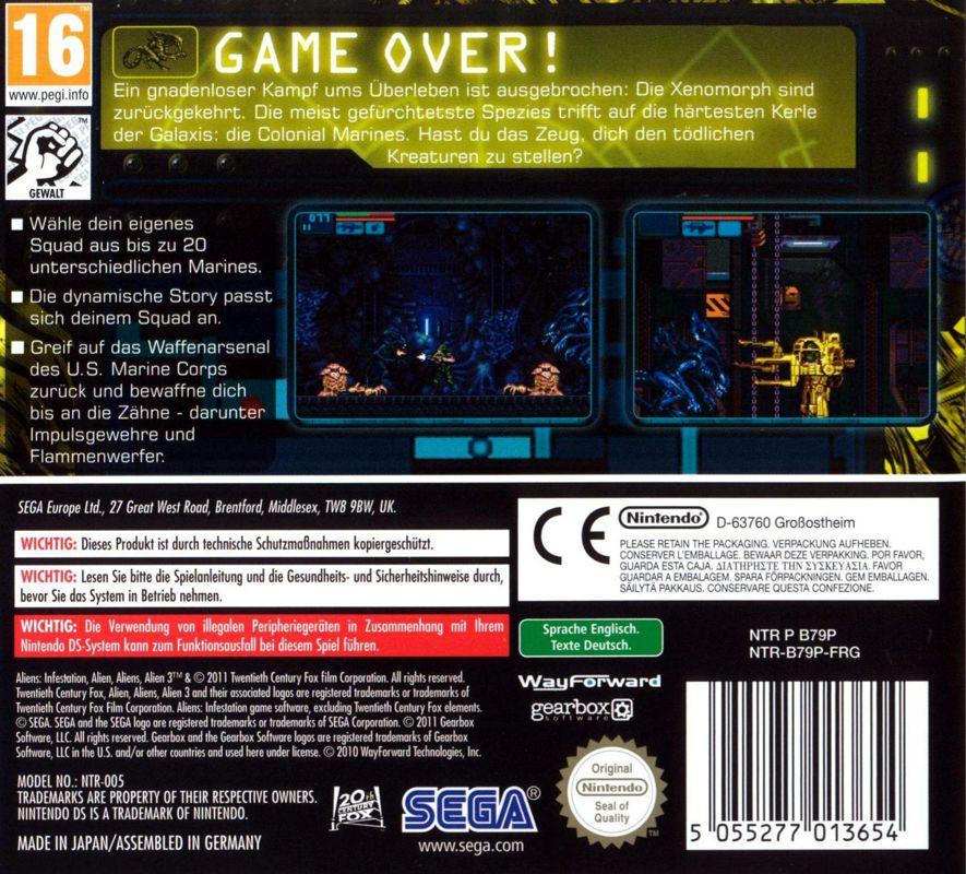 Aliens: Infestation cover or packaging material - MobyGames