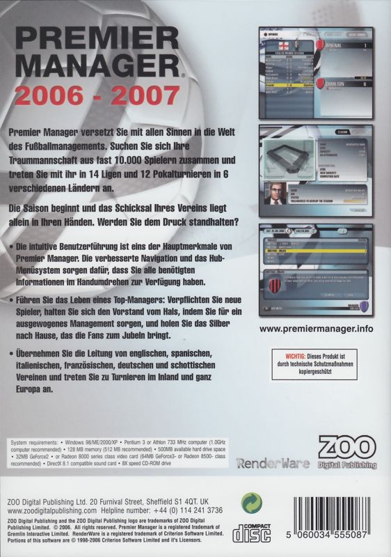 Premier Manager 2006-2007 cover or packaging material - MobyGames