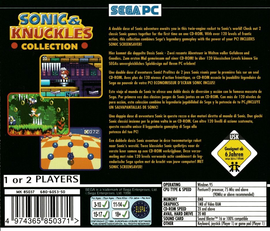 Sonic & Knuckles Collection cover or packaging material - MobyGames