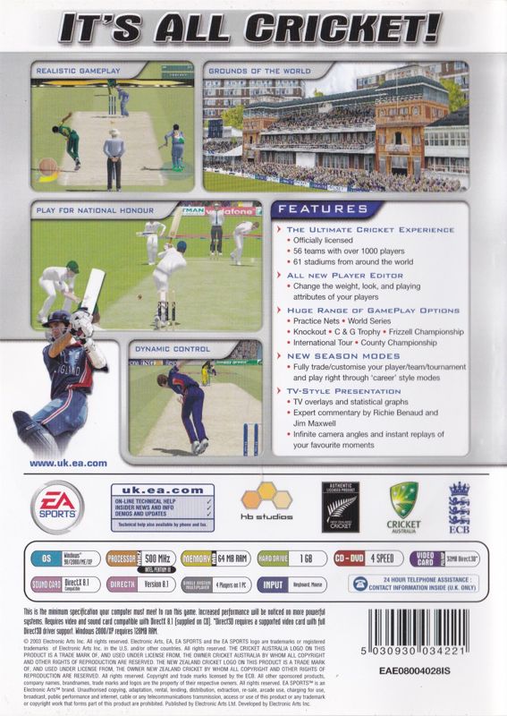 Cricket 2004 cover or packaging material - MobyGames