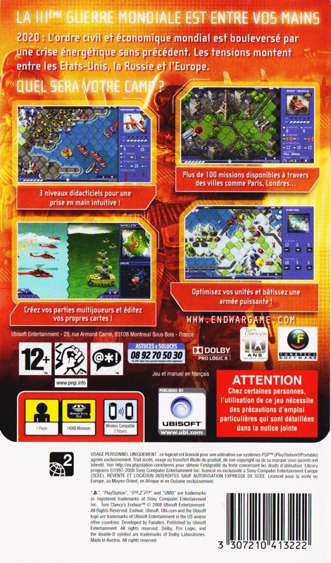 Tom Clancy's EndWar cover or packaging material - MobyGames