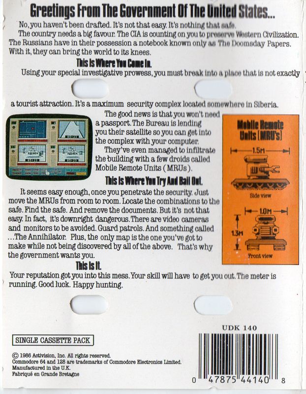 Hacker II: The Doomsday Papers cover or packaging material - MobyGames