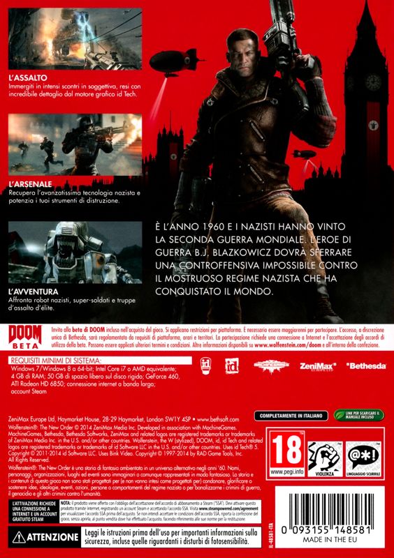 Wolfenstein: The New Order cover or packaging material - MobyGames