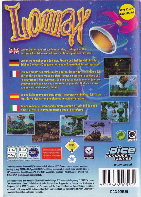 The Adventures of Lomax cover or packaging material - MobyGames